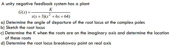 Solved A unity negative feedback system has a plant K G(s)=- | Chegg.com