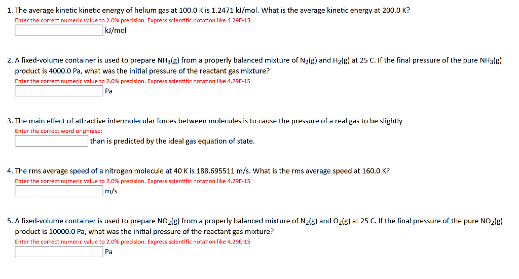 Solved 1. The average kinetic kinetic energy of helium gas | Chegg.com