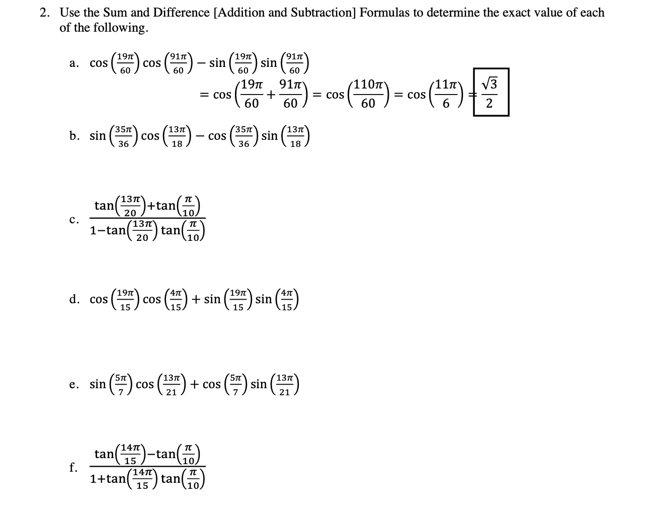 Solved Use the Sum and Difference [Addition and Subtraction] | Chegg.com