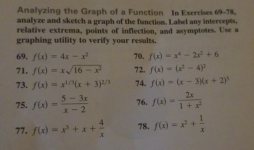 Solved Analyzing the Graph of a Function In Exercises 69-78, | Chegg.com