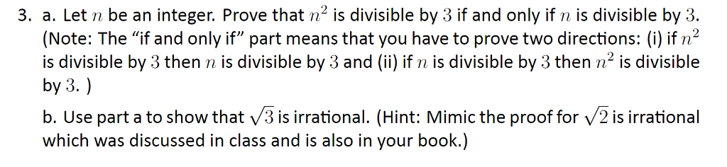 Solved 3 A Let N Be An Integer Prove That N2 Is Divisible 