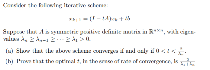 Consider the following iterative scheme: Xk+1 = (I – | Chegg.com