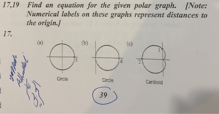 Solved 17,19 Find an equation for the given polar graph. | Chegg.com
