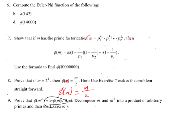 Solved 6 Compute The Euler Phi Function Of The Following 1748