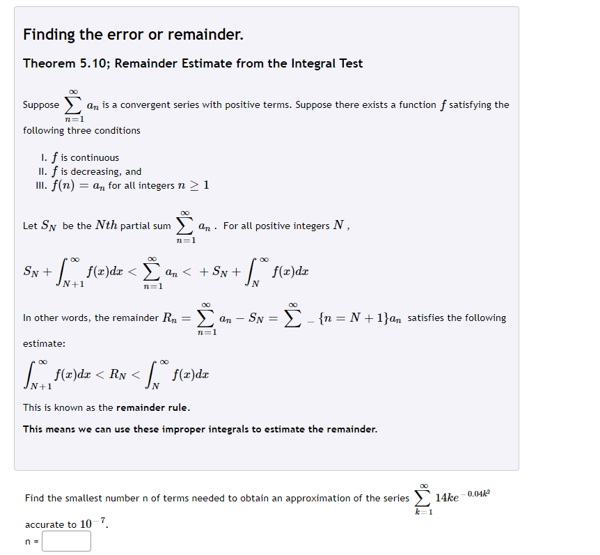 Solved Finding the error or remainder. Theorem 5.10; | Chegg.com