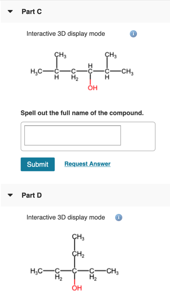 Solved Part A Interactive 3D display mode H2 H2 H2 Spell out | Chegg.com