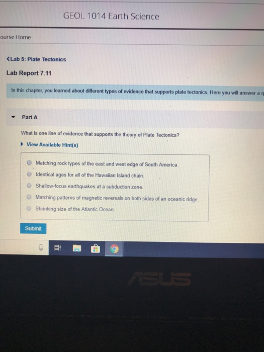 Solved GEOL 1014 Earth Science ourse Home CLab 5: Plate | Chegg.com
