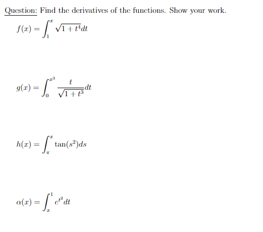 Solved Question: Find the derivatives of the functions. Show | Chegg.com