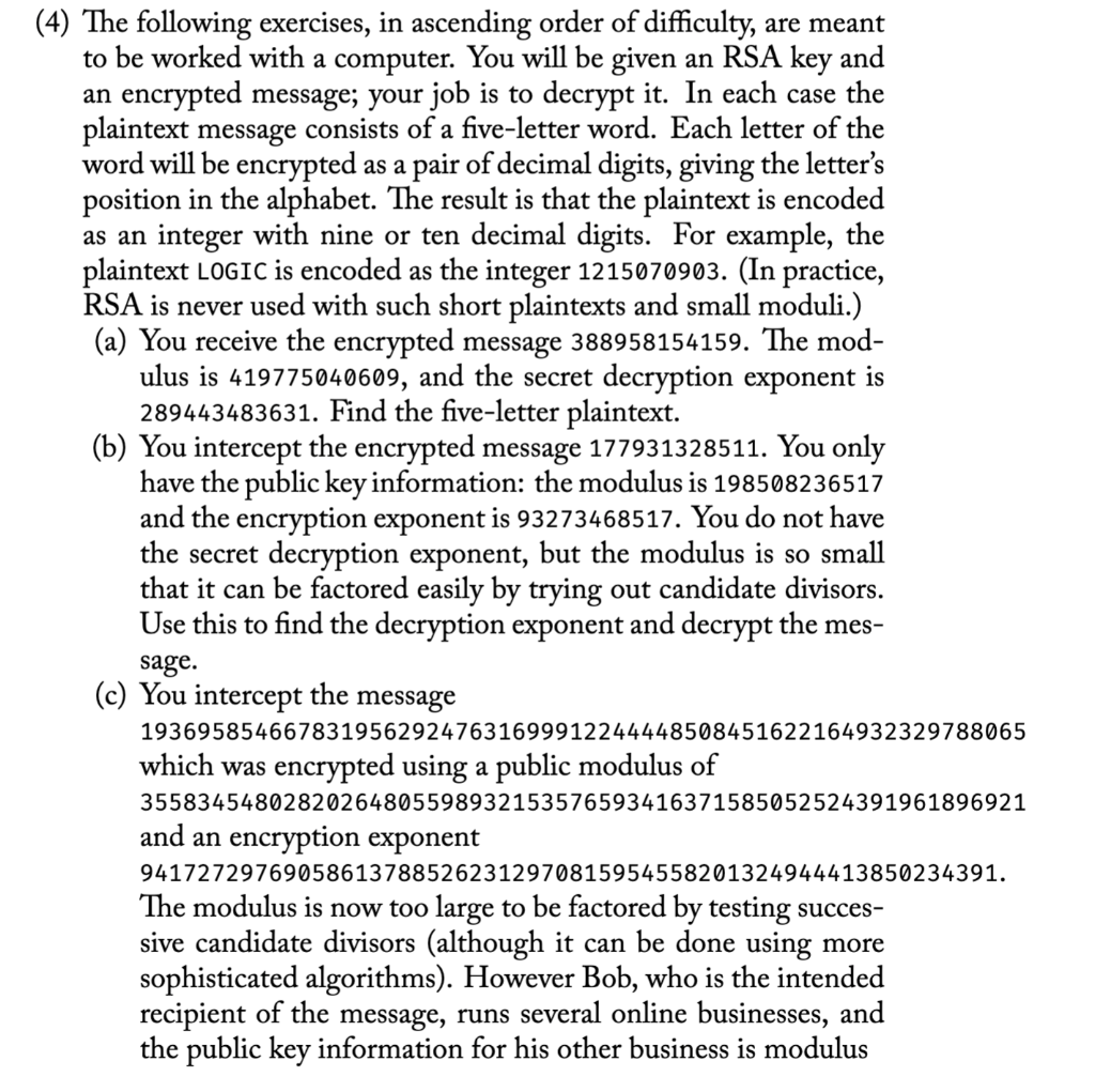 Solved 4) The tollowing exercises, in ascending order of | Chegg.com