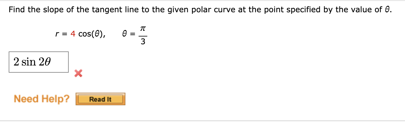 Solved Find the slope of the tangent line to the given polar | Chegg.com