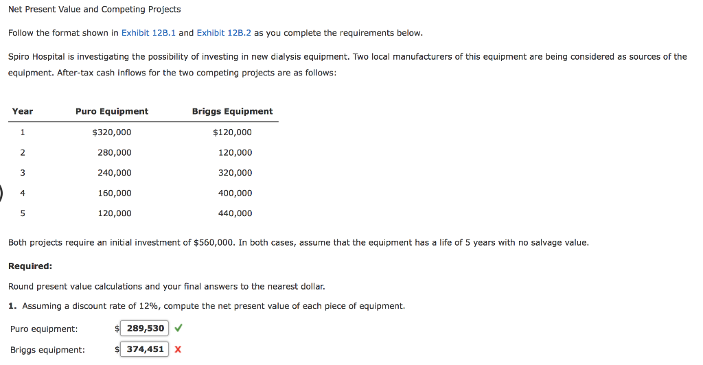 Solved Net Present Value and Competing Projects Follow the | Chegg.com