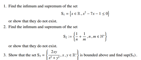 Solved 1. Find the infimum and supremum of the set | Chegg.com