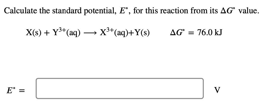 Solved Calculate the standard potential, Eº, for this | Chegg.com