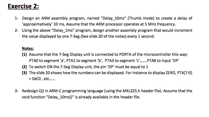 Exercise 2: 1- Design an ARM assembly program, named | Chegg.com