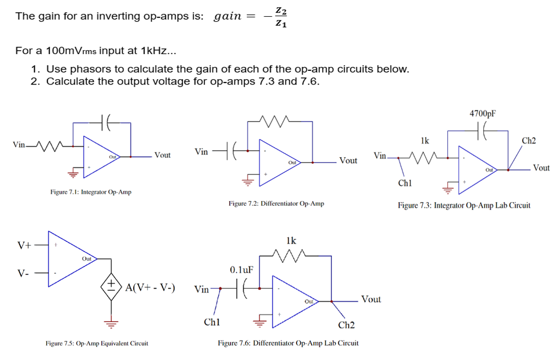 Solved The gain for an inverting op-amps is: gain =−Z1z2 For | Chegg.com