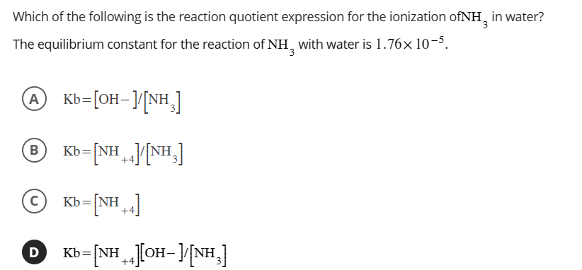 Solved Which of the following is the reaction quotient | Chegg.com