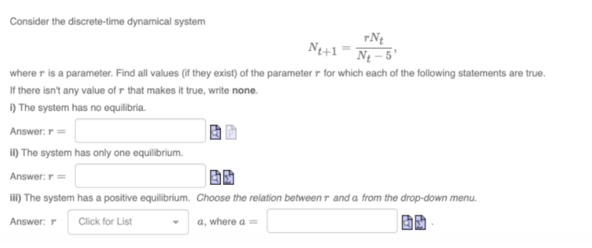 Solved Consider the discrete-time dynamical system rNt Nt+1 | Chegg.com