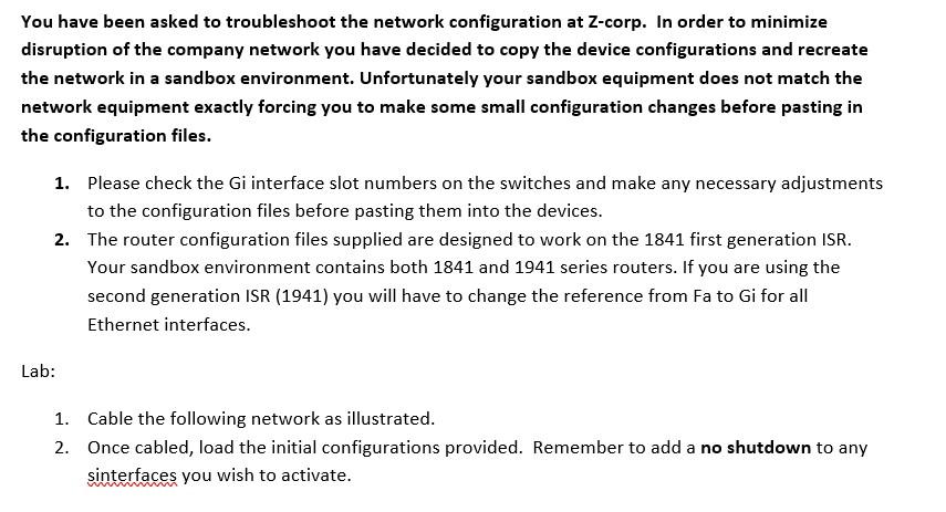 Solved You have been asked to troubleshoot the network | Chegg.com