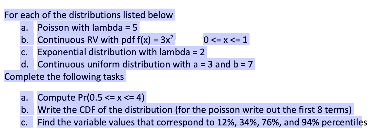 For each of the distributions listed below a. Poisson | Chegg.com