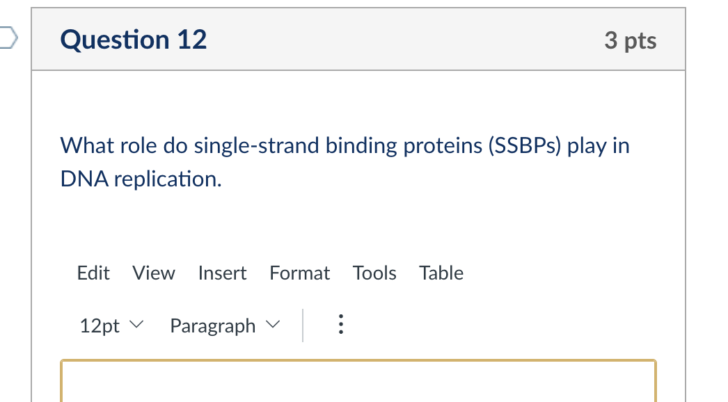 Solved Question 12 3 pts What role do single-strand binding | Chegg.com