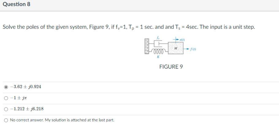 Solved Question 8 Solve the poles of the given system, | Chegg.com