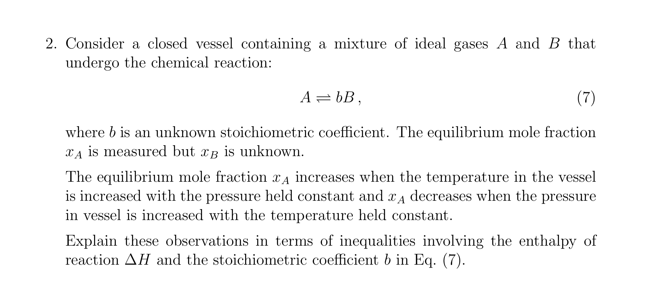 Solved Consider a closed vessel containing a mixture of | Chegg.com