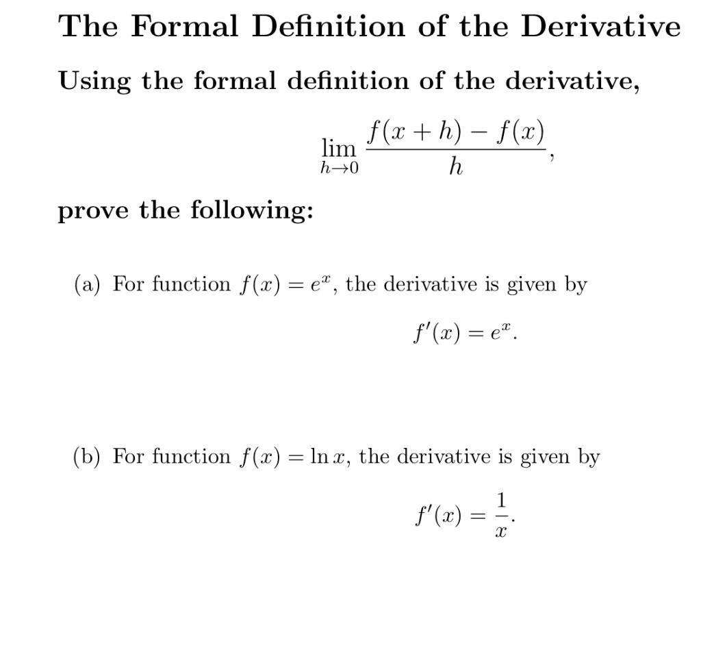 Solved The Formal Definition of the Derivative Using the | Chegg.com