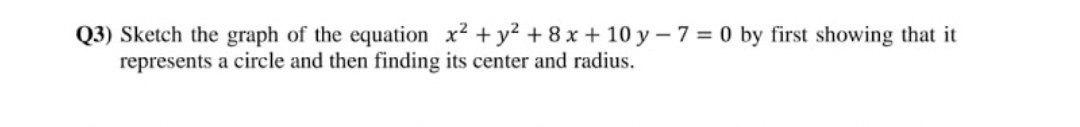 Solved (3) Sketch the graph of the equation x² + y2 + 8 x + | Chegg.com