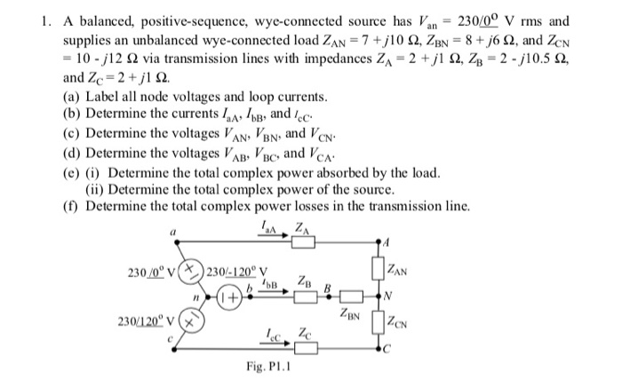 Solved . A balanced, positive-sequence, wye-connected source | Chegg.com