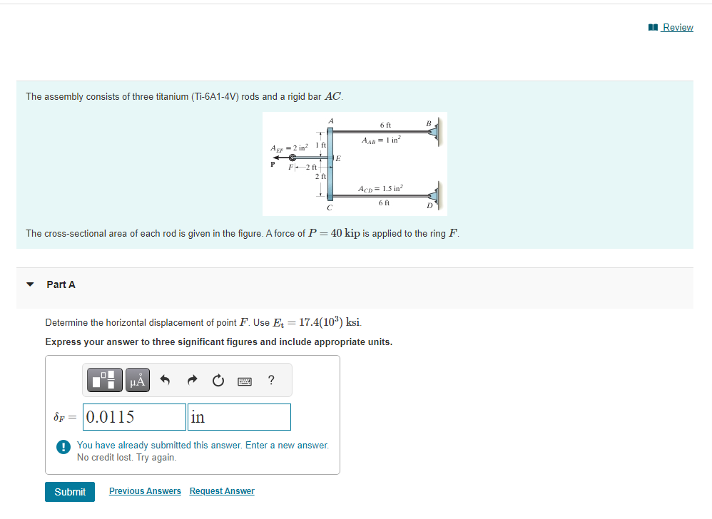 Solved The assembly consists of three titanium (Ti-6A1-4V) | Chegg.com