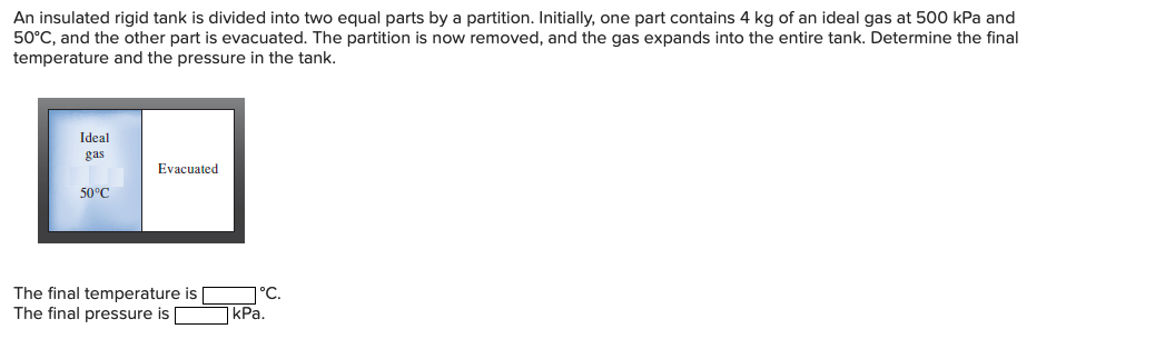 Solved An insulated rigid tank is divided into two equal | Chegg.com