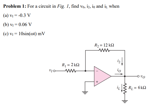Problem 1: For a circuit in Fig. 1, find v0,i2,i0 and | Chegg.com