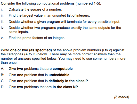 Solved Consider the following computational problems | Chegg.com