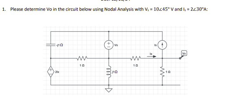 Solved Please determine Vo in ﻿the circuit below using Nodal | Chegg.com