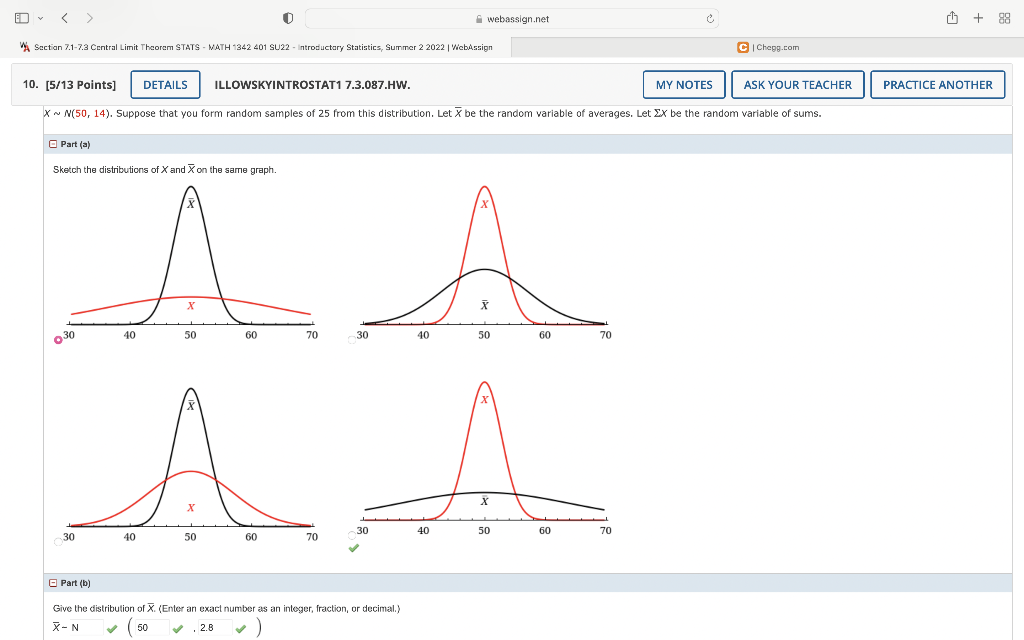 Solved Sketch the distributions of X and Xˉ on the same | Chegg.com