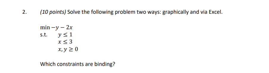 Solved 2. (10 points) Solve the following problem two ways: | Chegg.com