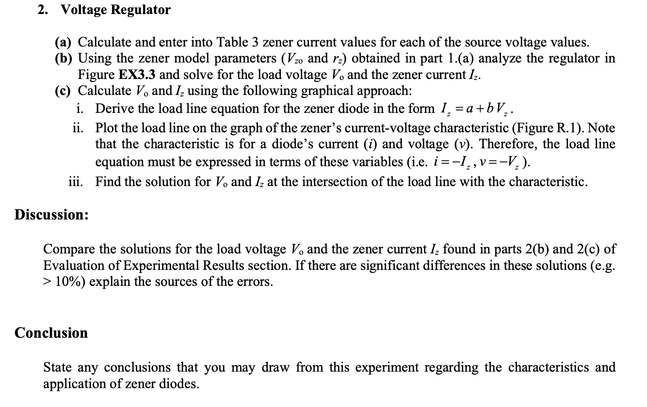 2. Voltage Regulator (a) Calculate and enter into | Chegg.com