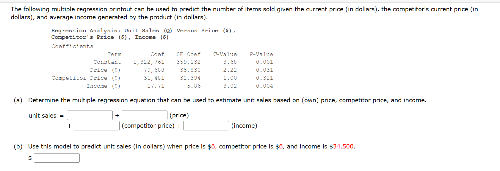 Solved The following multiple regression printout can be | Chegg.com Solved The following multiple regression printout can be | Chegg.com