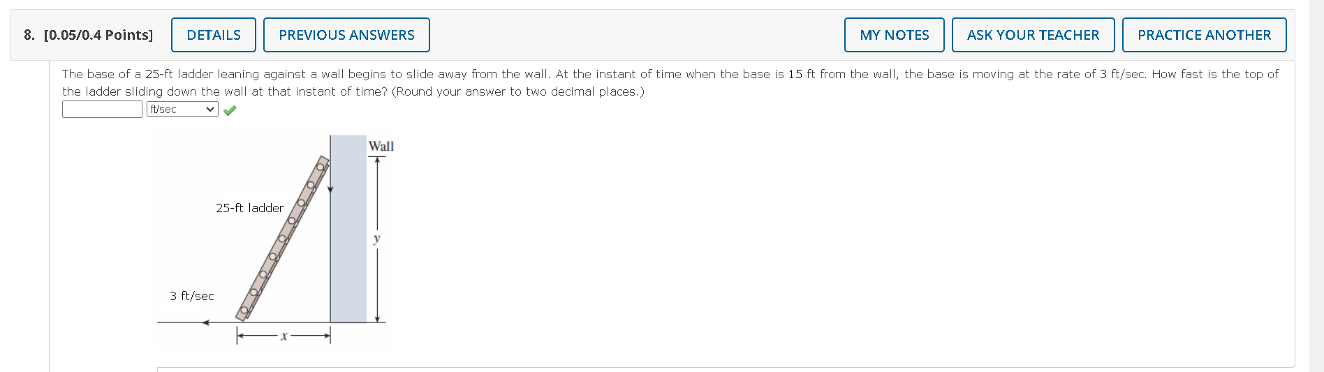 Solved the ladder sliding down the wall at that instant of | Chegg.com