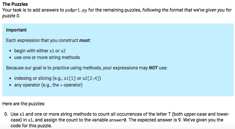 Solved 1. Use s1 and one or more string methods to create | Chegg.com