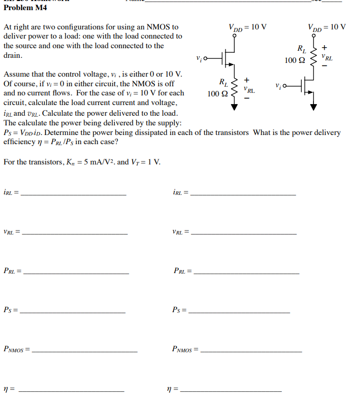 Solved At right are two configurations for using an NMOS to | Chegg.com