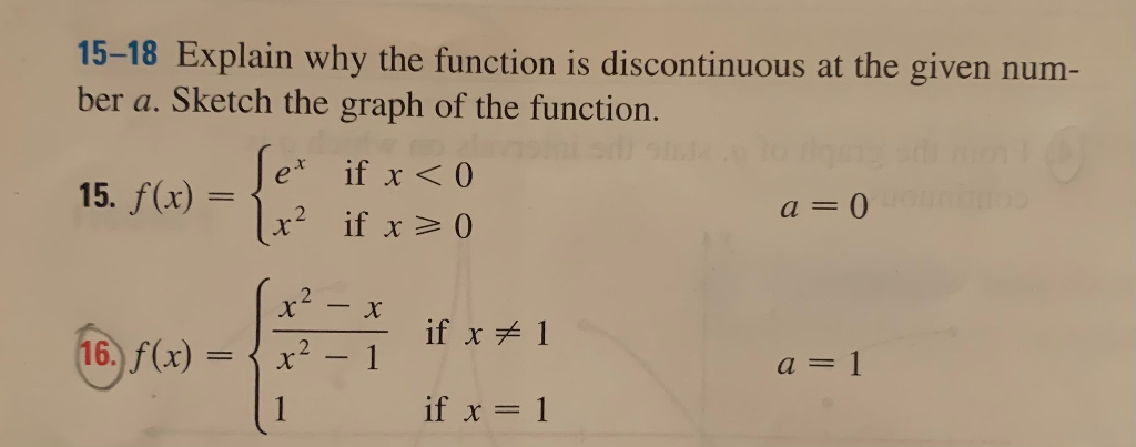 Solved 15-18 Explain why the function is discontinuous at | Chegg.com