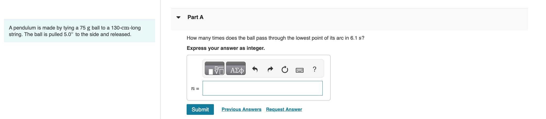 Solved A pendulum is made by tying a 75 g ball to a | Chegg.com