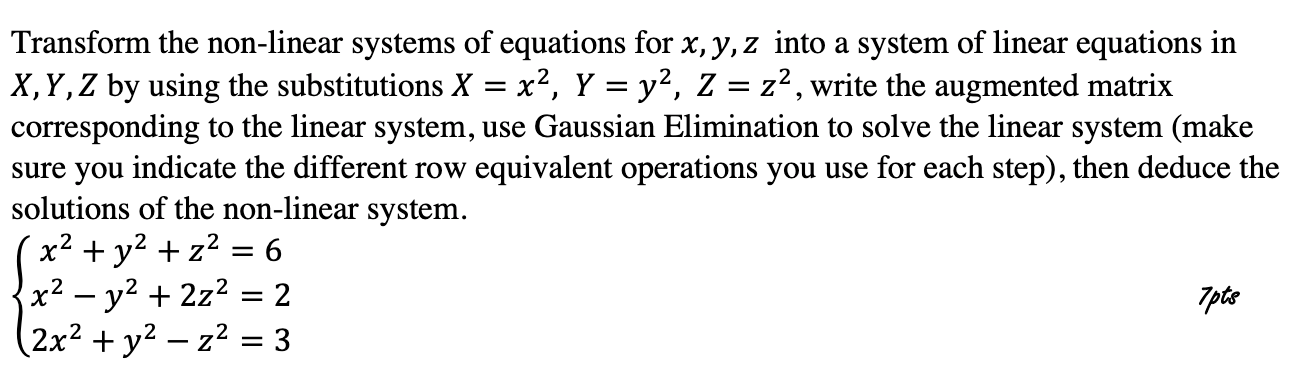 Solved Transform the non-linear systems of equations for | Chegg.com