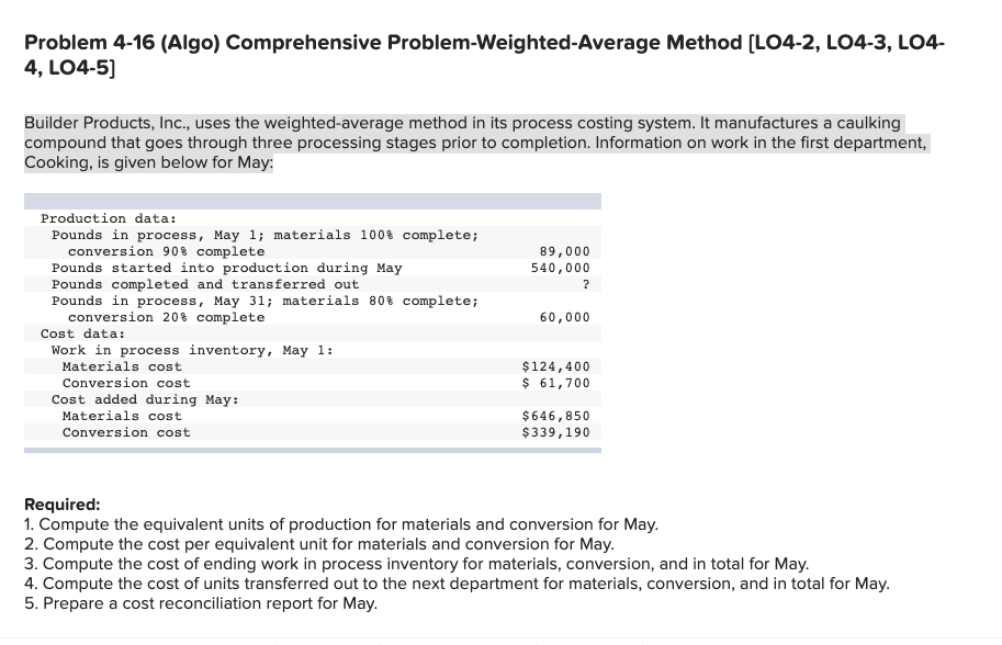 Solved Problem 4-16 (Algo) Comprehensive | Chegg.com