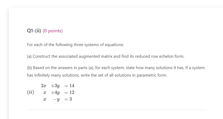 Solved For each of the following three systems of equations: | Chegg.com
