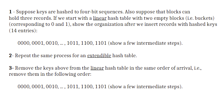 Solved 1 - Suppose keys are hashed to four-bit sequences. | Chegg.com