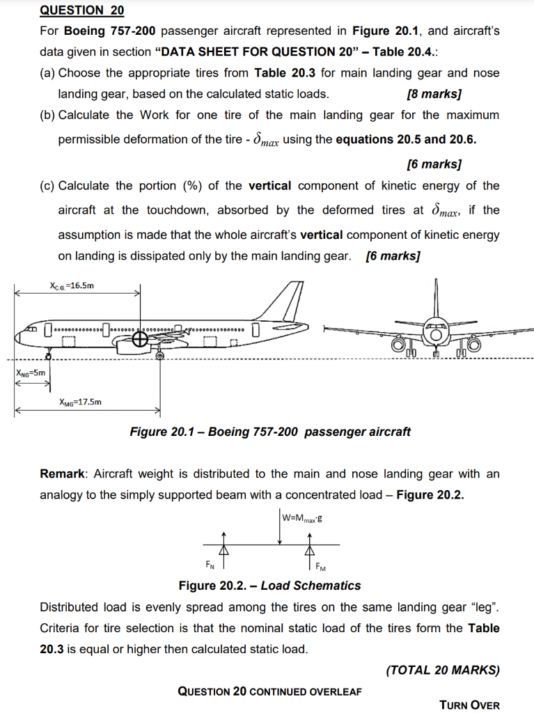 QUESTION 20 For Boeing 757-200 passenger aircraft | Chegg.com
