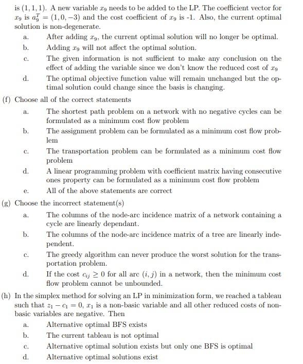Solved (e) A linear program in maximization form with three | Chegg.com
