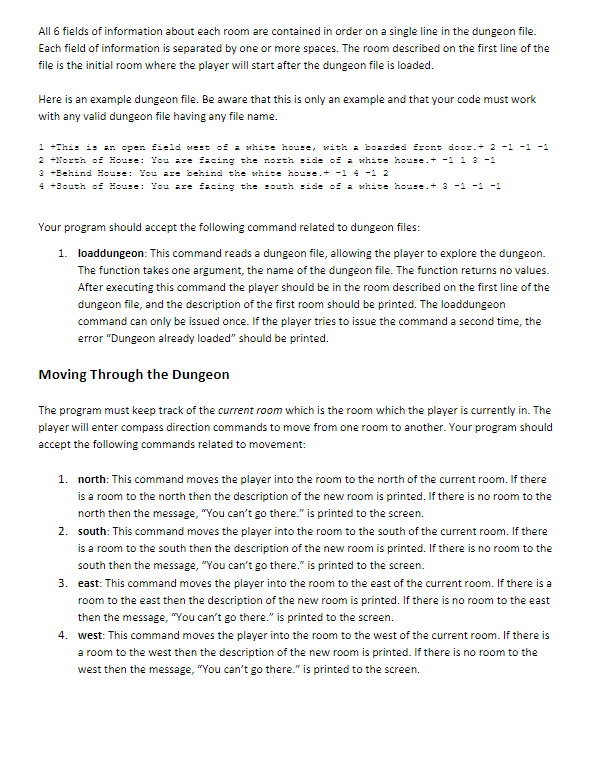Solved You will write a text adventure game. The idea of a | Chegg.com